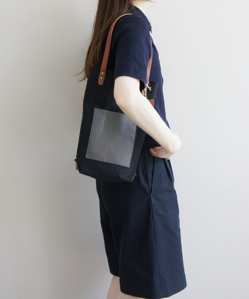 NYLON LEATHER POCKET TOTE（トートバッグ）｜TIDEWAY（タイドウェイ