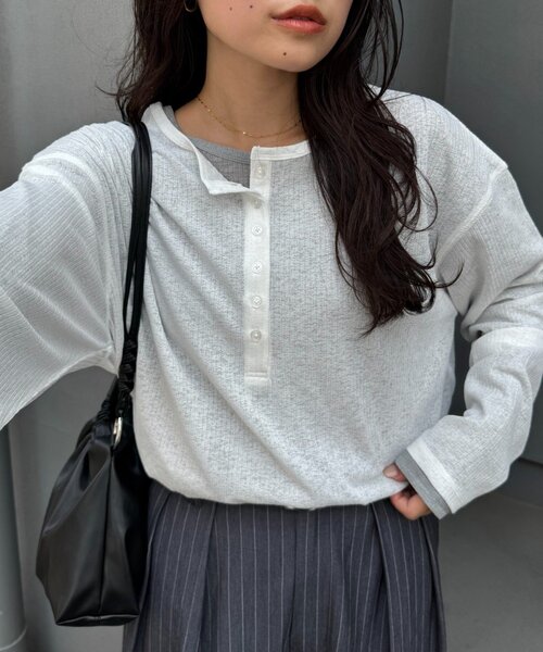 CIAOPANIC TYPY（チャオパニックティピー）の「2WAYシアーヘンリーネックTEE（Tシャツ/カットソー）」 - WEAR