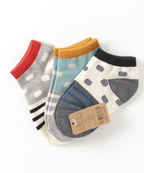 stample（スタンプル）の「バスクドットボーダーアンクルソックス 3足組（ソックス/靴下）」 - WEAR