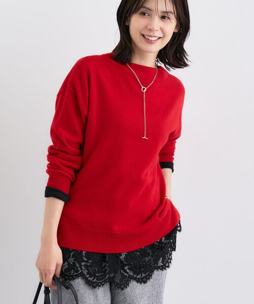 セール】【洗える／カシミヤ混】ボトルネック ドルマンスリーブニット