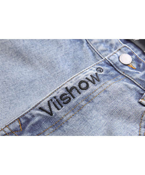 VIISHOW（ヴィーショウ）の「【VIISHOW】デニム 刺繍デザイン ヴィンテージ加工 ショーツ（デニムパンツ）」 - WEAR