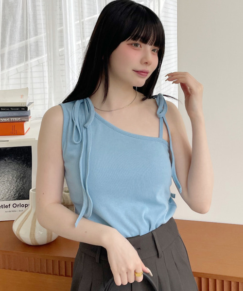 Ada.（エイダ）の「【25SS 先行予約】Many way リボン ワンショルダー ノースリーブ（タンクトップ）」 - WEAR