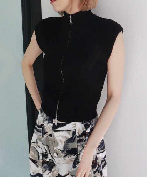 MURUA（ムルーア）の「フロントZIPニットタンク（ニット/セーター）」 - WEAR