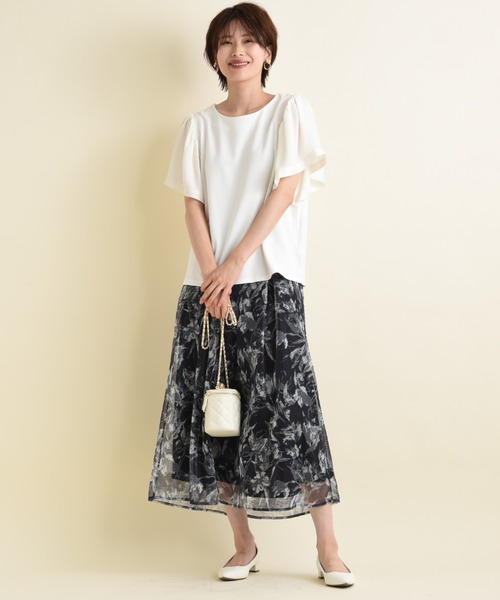 INTERPLANET（インタープラネット）の「ネットクロス花柄タックスカート（スカート）」 - WEAR