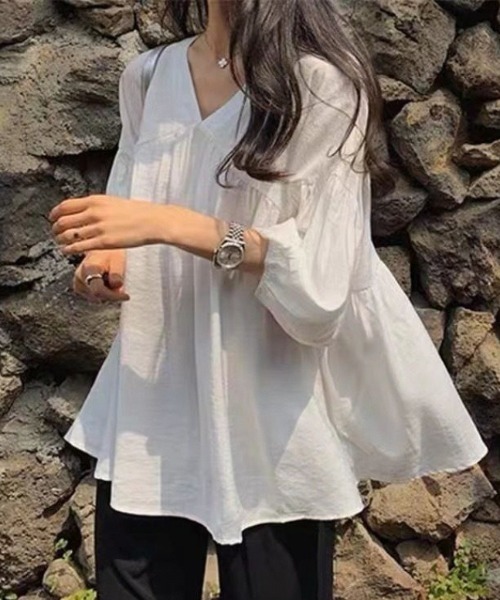 【セール】Vネック フレアブラウス（シャツ/ブラウス）｜a lot of love（ア ロット オブ ラブ）のファッション通販 - ZOZOTOWN