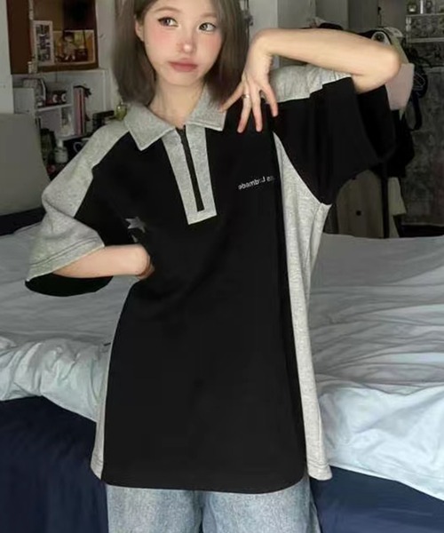 Teem Store（チームストア）の「バイカラー プリント ハーフジップシャツ（Tシャツ/カットソー）」 - WEAR