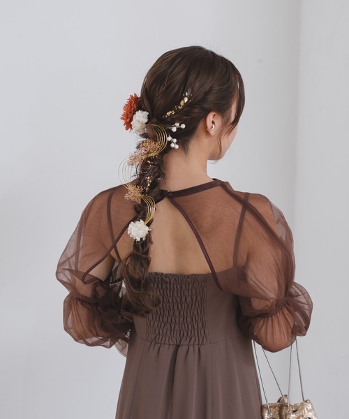 CHACO （FLOWER ACCESSORY）（チャコ）の「【CHACO×Kastane】フラワー髪飾り オレンジゴールドSET（その他ヘア ...