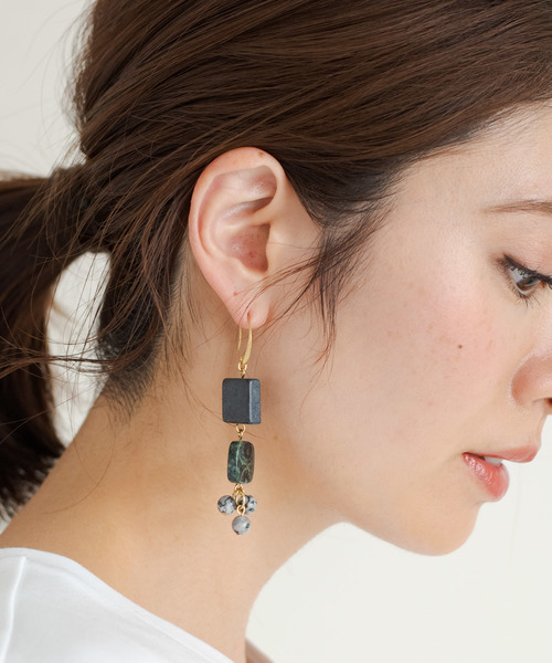 DAVID AUBREY（デビット オーブリー）の「【DAVIDAUBREY】ブラック楕円ピアス（ピアス（両耳用））」 - WEAR