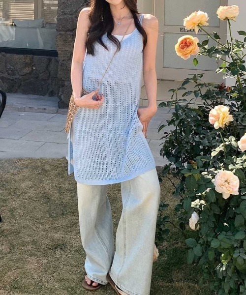 GEMEDA（ジェメダ）の「Vネック透け感編みベストニット（ニット/セーター）」 - WEAR