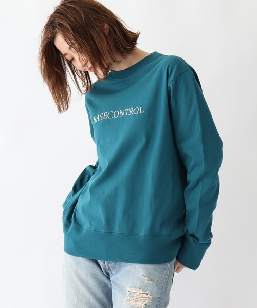 BASECONTROL（ベースコントロール）の「 セリフ体ロゴ刺繍 天竺スウェット（Tシャツ/カットソー）」 - WEAR
