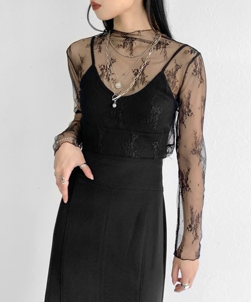 LVEU.（ラブユ.）の「See-through lace tops / シースルーレーストップス（Tシャツ/カットソー）」 - WEAR