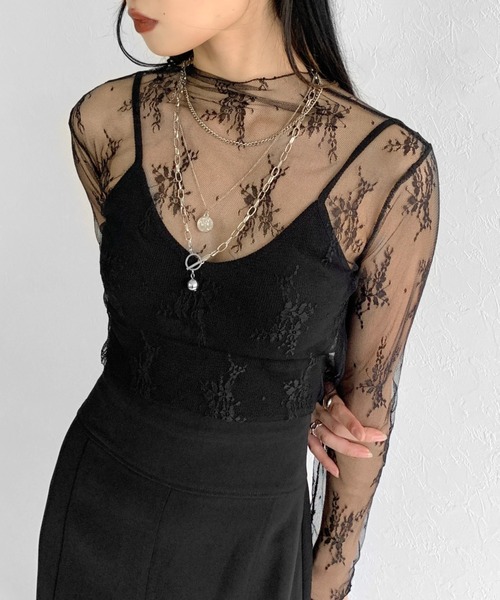 LVEU.（ラブユ.）の「See-through lace tops / シースルーレーストップス（Tシャツ/カットソー）」 - WEAR