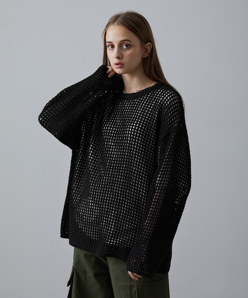 CLEL（クレイル）の「【CLEL】Watermark Knitting Loose Mesh Knit /透かし編み ルーズ メッシュニット（ニット/セーター）」 - WEAR