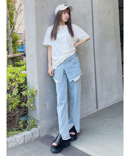 MURUA（ムルーア）の「【SET UP対応】スカートレイヤードデニム（デニムパンツ）」 - WEAR