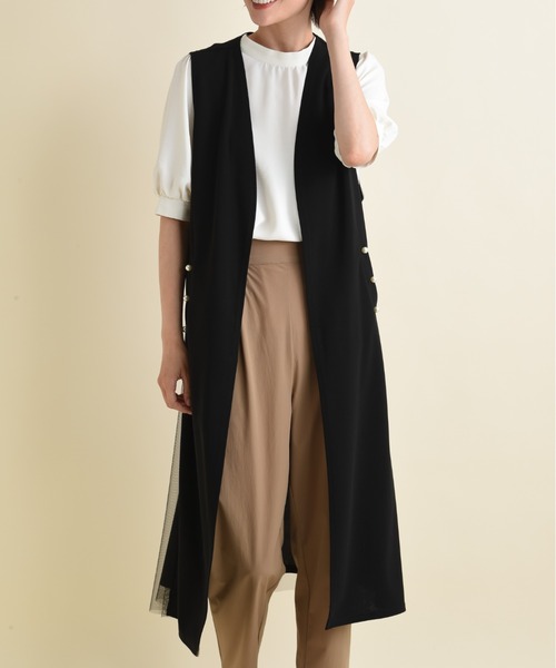 INTERPLANET（インタープラネット）の「BACKチュールパール釦ジレ（その他アウター）」 - WEAR