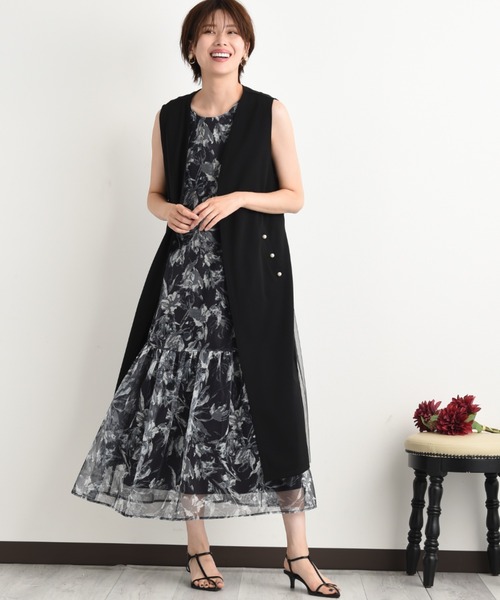 INTERPLANET（インタープラネット）の「BACKチュールパール釦ジレ（その他アウター）」 - WEAR