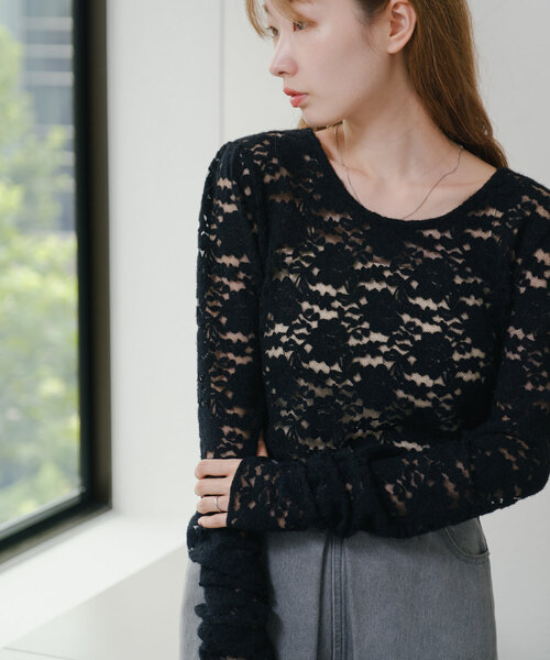 Kastane（カスタネ）の「起毛レースプルオーバー（Tシャツ/カットソー）」 - WEAR
