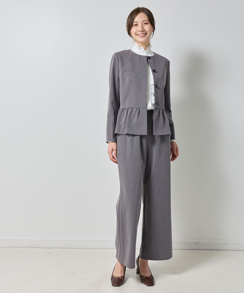 セール】【NARACAMICIE】【セットアップ対応】ペプラムノーカラー