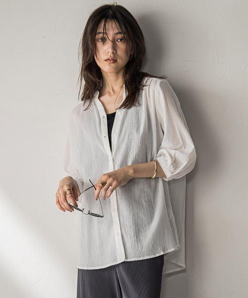 MAYSON GREY（メイソングレイ）の「【WEB限定】バンドカラー楊柳7分袖シャツ≪洗濯機で洗える≫（シャツ/ブラウス）」 - WEAR