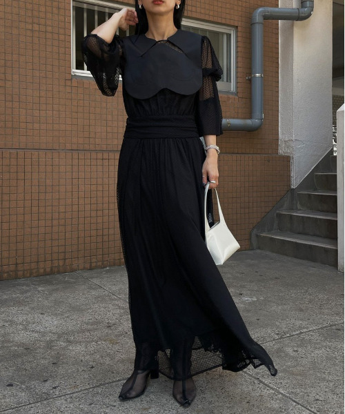 AMERI（アメリ）の「DEFORMATION COLLAR LACE DRESS（ワンピース）」 - WEAR