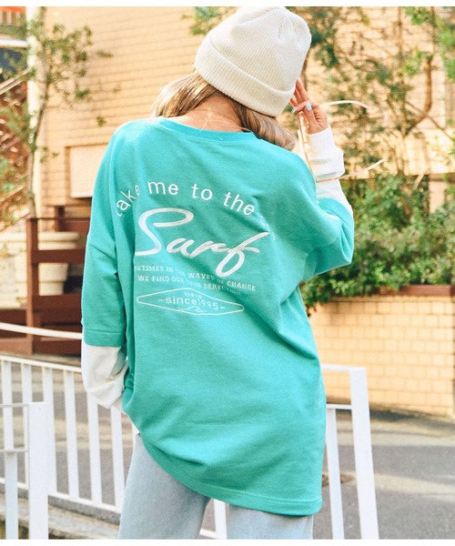 anap mimpi（アナップミンピ）の「サーフ 刺繍 ロゴ レイヤード風 スウェット トップス（Tシャツ/カットソー）」 - WEAR