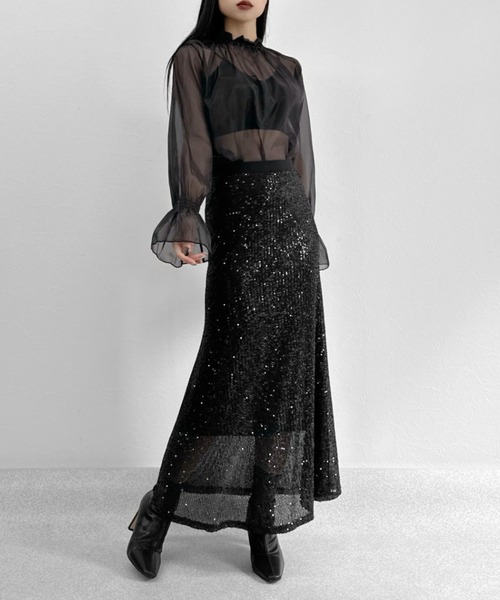 LVEU.（ラブユ.）の「Spangle sheer mermaid skirt / スパンコールシアーマーメイドスカート（スカート）」 - WEAR