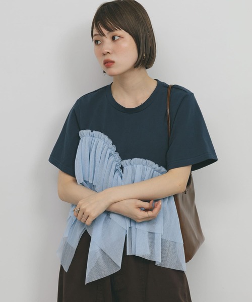KBF（ケイビーエフ）の「アシメフリルドッキングTEE（Tシャツ/カットソー）」 - WEAR