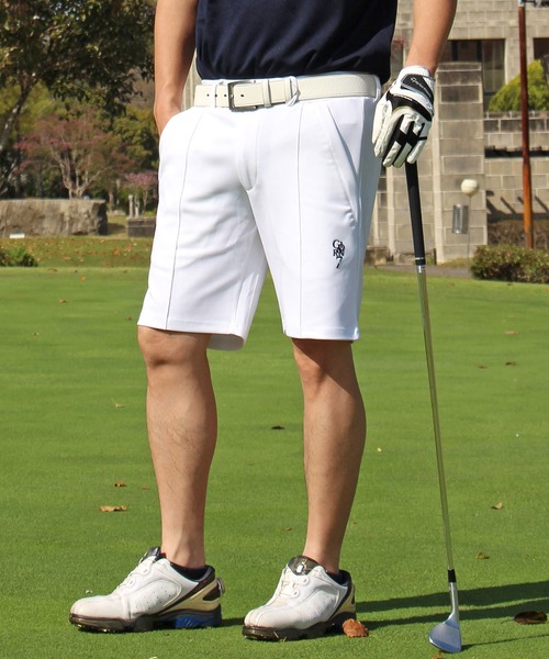 GIORNO SEVEN（ジョルノセブン）の「センターシーム 高周波ロゴプリント ポンチ ゴルフパンツ ハーフパンツ ゴルフウェア メンズ（ゴルフグッズ）」 - WEAR