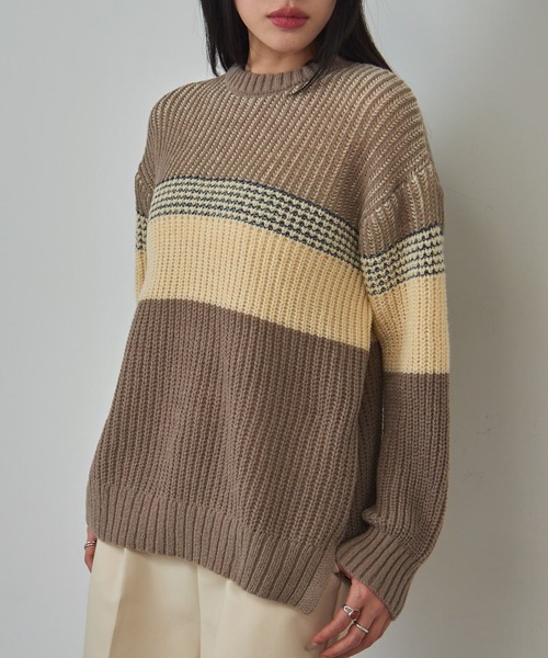SETUP7（セットアップセブン）の「【SETUP7】配色カノコ編みニットPO GLR（ニット/セーター）」 - WEAR