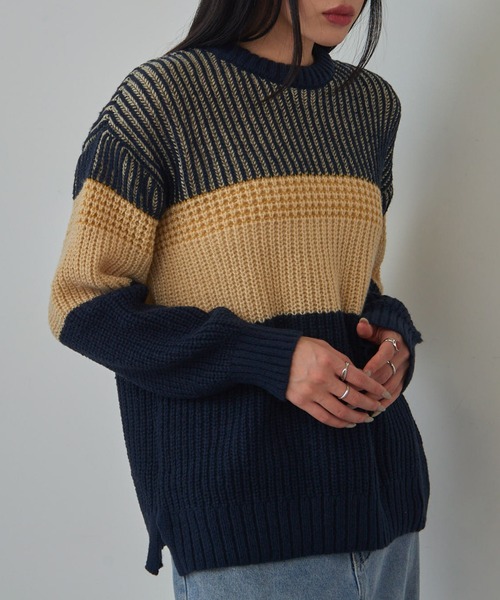 SETUP7（セットアップセブン）の「【SETUP7】配色カノコ編みニットPO GLR（ニット/セーター）」 - WEAR