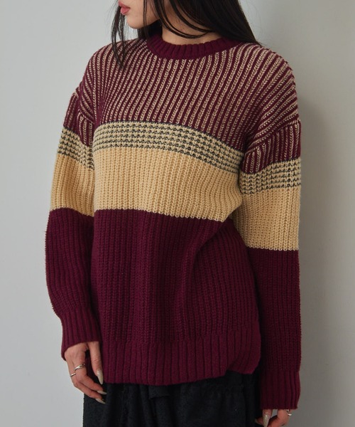 SETUP7（セットアップセブン）の「【SETUP7】配色カノコ編みニットPO GLR（ニット/セーター）」 - WEAR