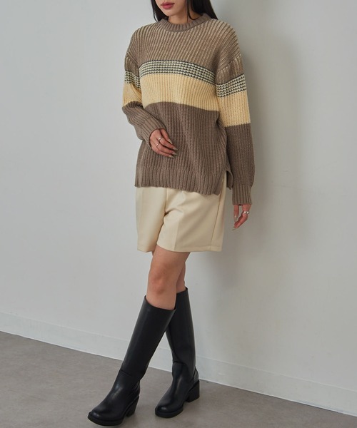 SETUP7（セットアップセブン）の「【SETUP7】配色カノコ編みニットPO GLR（ニット/セーター）」 - WEAR