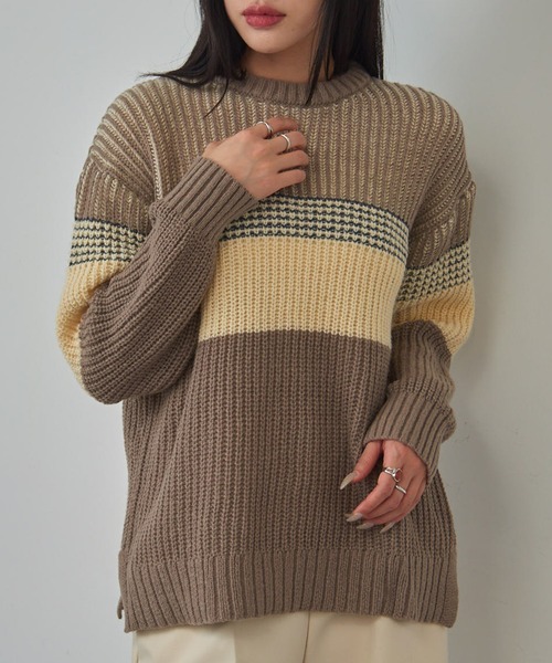 SETUP7（セットアップセブン）の「【SETUP7】配色カノコ編みニットPO GLR（ニット/セーター）」 - WEAR