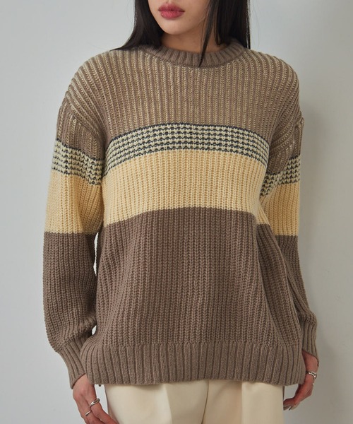 SETUP7（セットアップセブン）の「【SETUP7】配色カノコ編みニットPO GLR（ニット/セーター）」 - WEAR