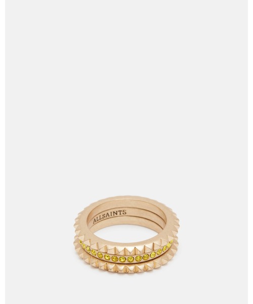 ALLSAINTS（オールセインツ）の「ZARIA GOLD TONE STUDDED RING SET | ZARIA ゴールド トーン スタッズ リング セット（リング）」 - WEAR