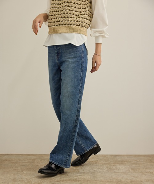 ストレッチデニムストレートパンツ（デニムパンツ）｜ROPE'（ロペ）の