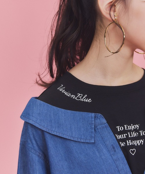 VIVIAN BLUE（ビビアンブルー）の「【VIVIAN BLUE】フェイクレイヤードシャツ（シャツ/ブラウス）」 - WEAR