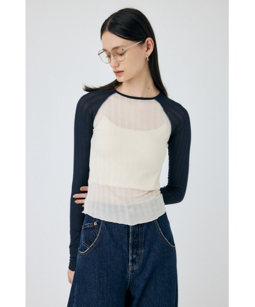 MOUSSY（マウジー）の「BROAD RIB RAGLAN トップス（Tシャツ/カットソー）」 - WEAR