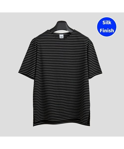 JIPSY（ジプシー）の「SILK SILHOUETTE STRIPE T-SHIRT -BLACK/WHITE-（Tシャツ/カットソー ...