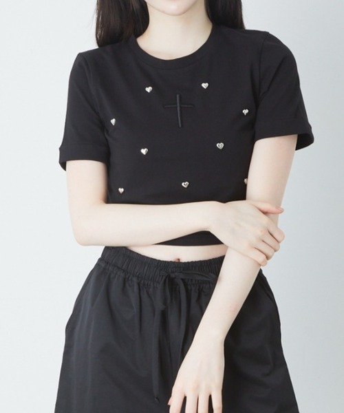 Jamie エーエヌケー（ジェイミーエーエヌケー）の「ハートスタッズクロスちびTE（Tシャツ/カットソー）」 - WEAR