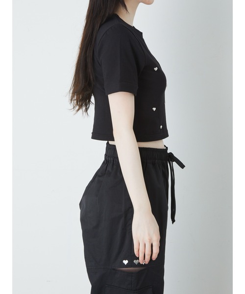 Jamie エーエヌケー（ジェイミーエーエヌケー）の「ハートスタッズクロスちびTE（Tシャツ/カットソー）」 - WEAR