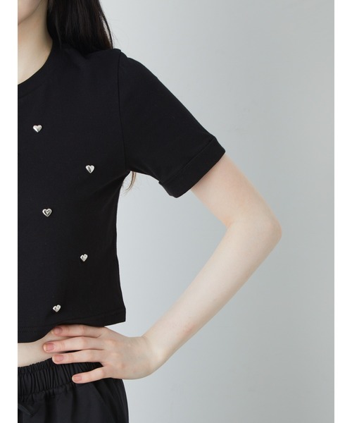 Jamie エーエヌケー（ジェイミーエーエヌケー）の「ハートスタッズクロスちびTE（Tシャツ/カットソー）」 - WEAR