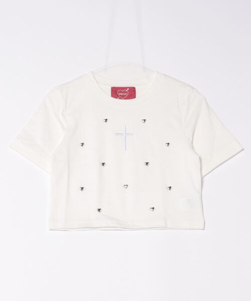 Jamie エーエヌケー（ジェイミーエーエヌケー）の「ハートスタッズクロスちびTE（Tシャツ/カットソー）」 - WEAR
