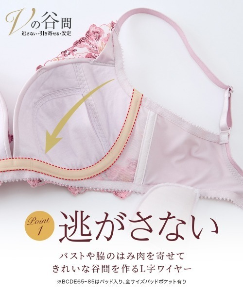 nissen（ニッセン）の「Vにバストをひき寄せるブラジャー（Vの谷間）（トリンプ）（B70～F80）（ブラジャー）」 - WEAR