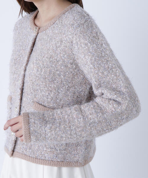 セール】◇ラメツイードニットジャケット（カーディガン/ボレロ