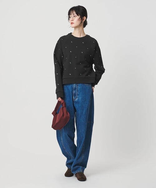 コットン裏毛 ラインストーン スウェットプルオーバー（スウェット