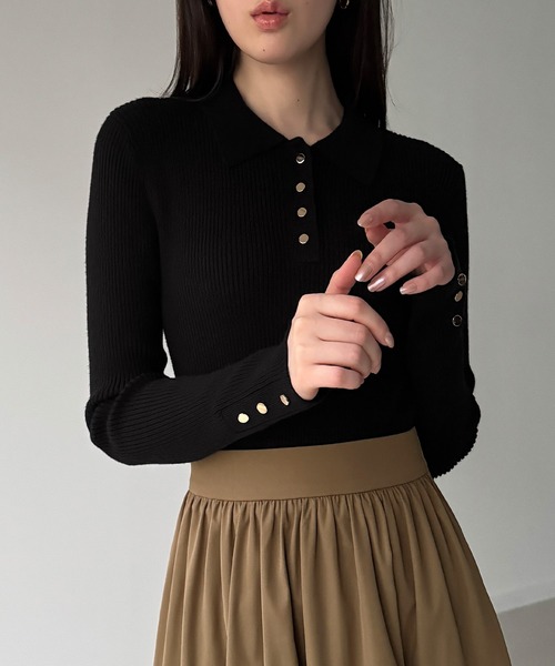 セール】ポロリブニットドッキングワンピース（ワンピース）｜JUNOAH