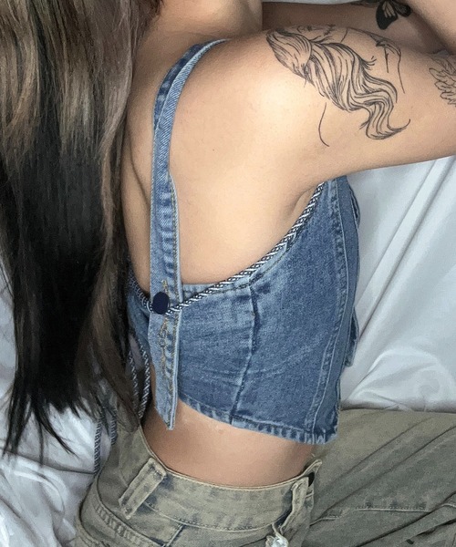 Chick（チック）の「Denim String Bustier / デニムビスチェ（キャミソール）」 - WEAR