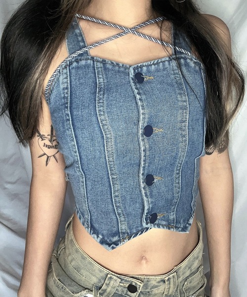Chick（チック）の「Denim String Bustier / デニムビスチェ（キャミソール）」 - WEAR