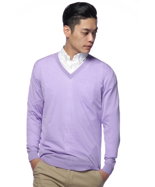 SHIPS（シップス）の「SVEVO per SHIPS: 42GG COTTON V-NECK LONG KNIT（ニット/セーター ...